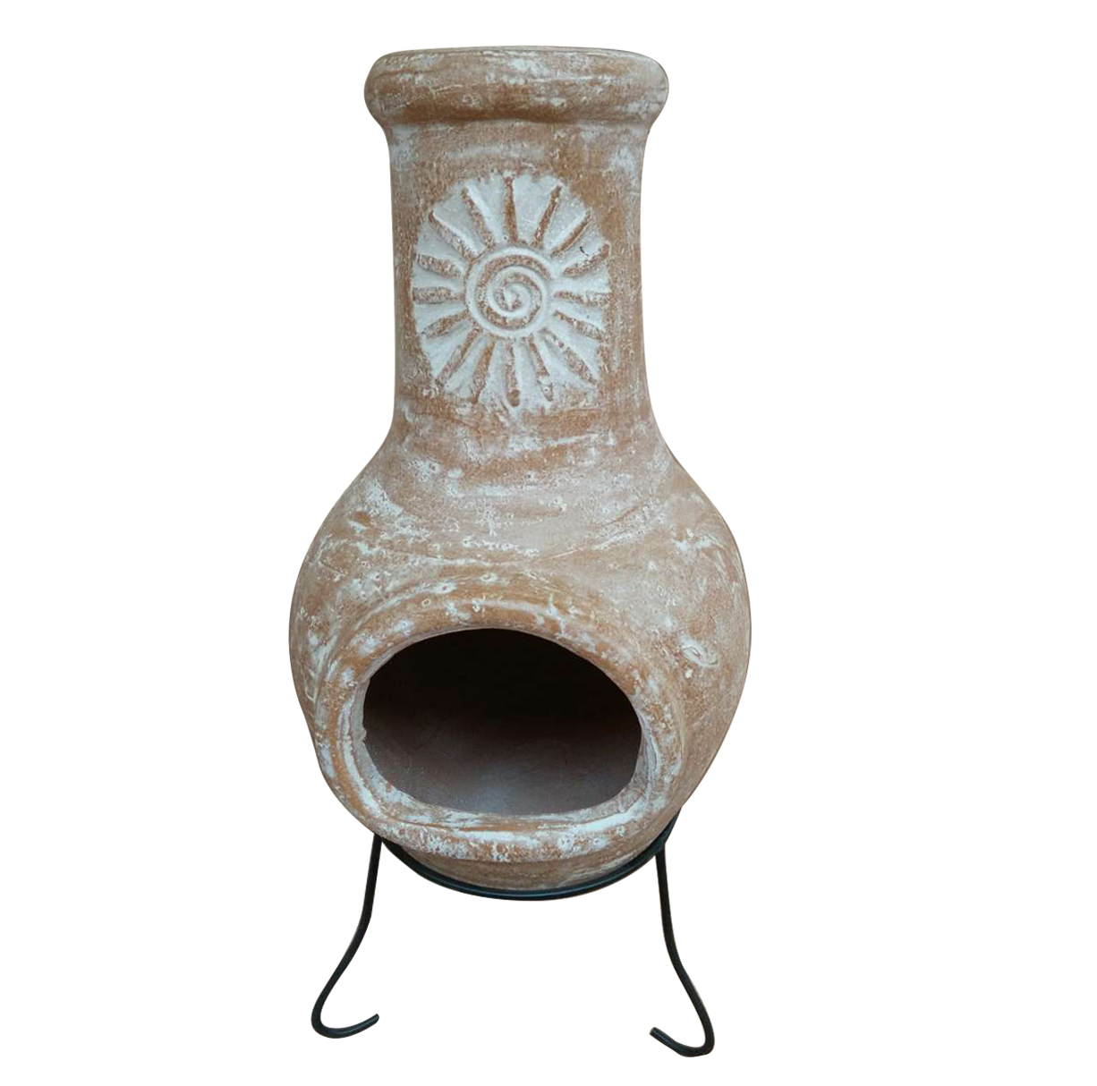 Outdoor Medium Natural Clay Chiminea Chiminea Patio Heater - Rattan ...