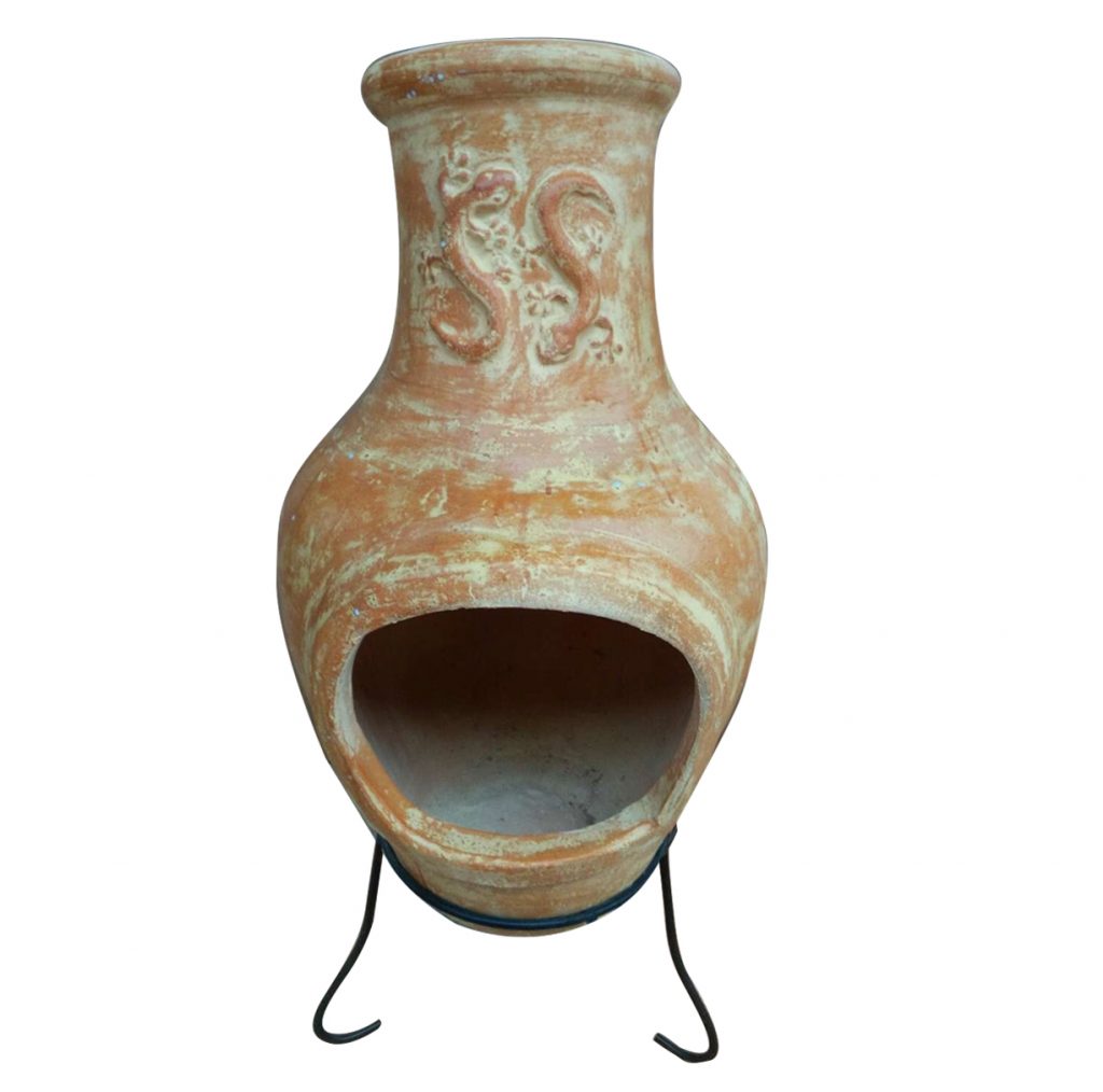 Outdoor Large Terracotta Clay Chiminea Chiminea Patio Heater - Rattan ...