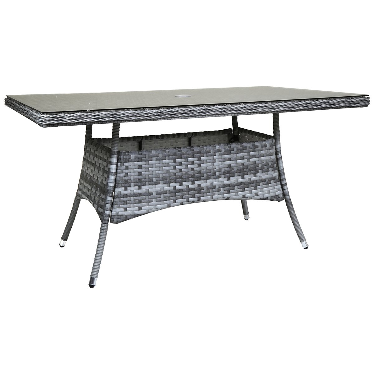 Milano Premium Rectangular Rattan Dining Table - Light Grey - Rattan ...