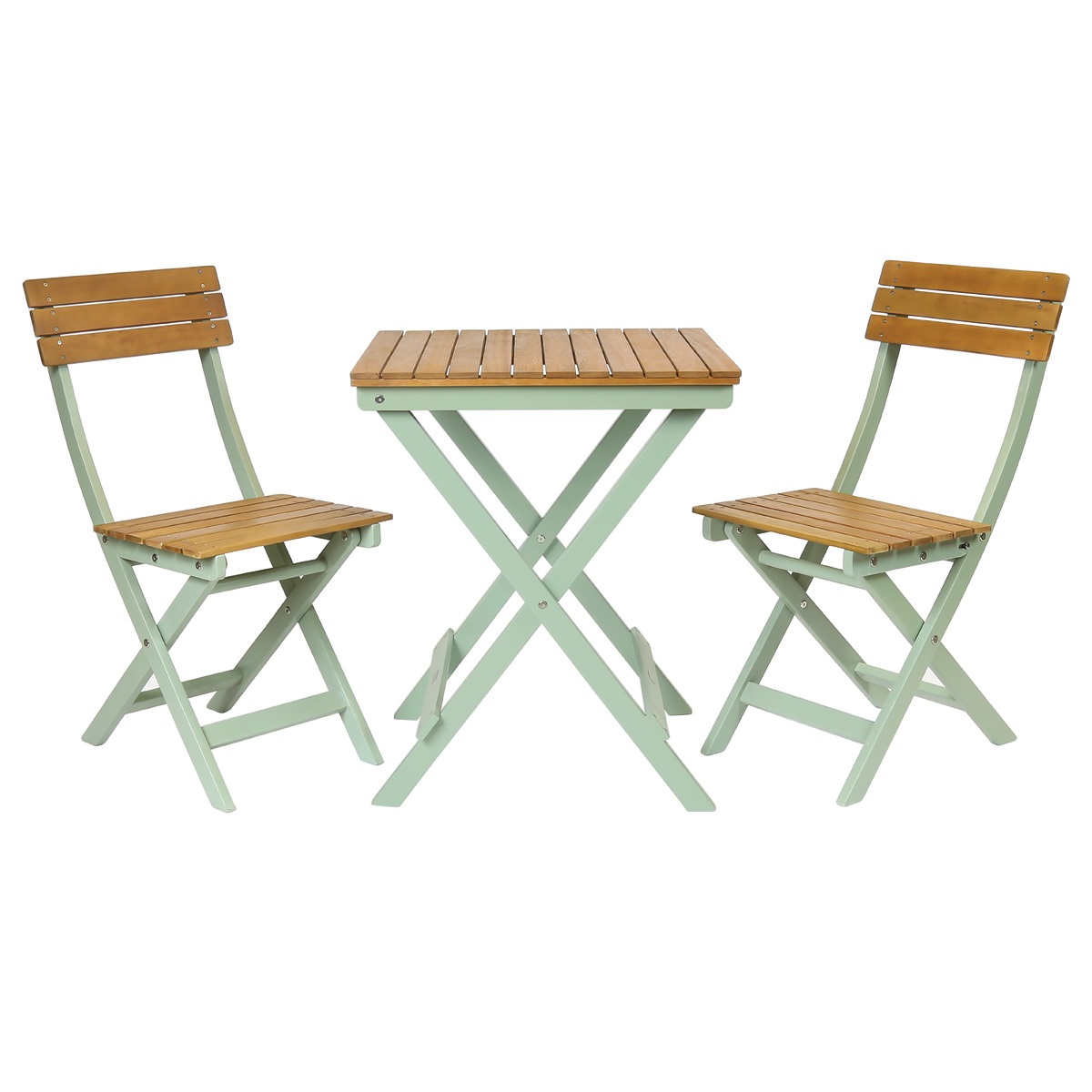 Kingston 2 Person Folding Square Bistro Set - FSC Hardwood - Green ...